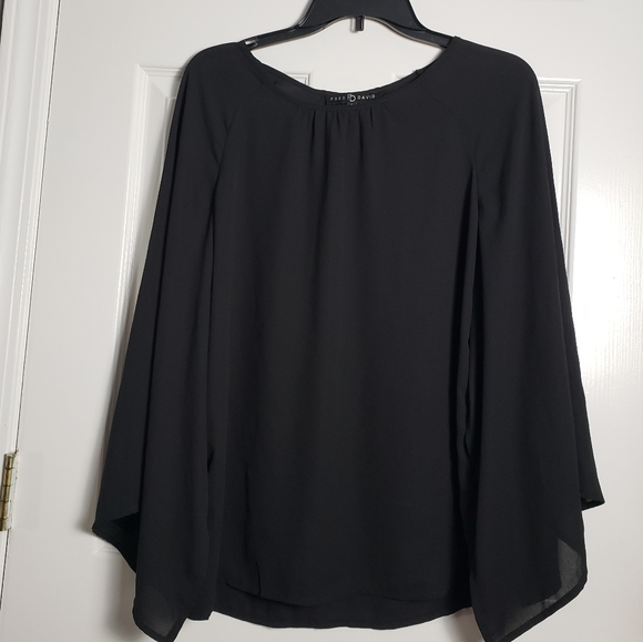 Fred David | Tops | Fred David Black Flowly Blouse | Poshmark
